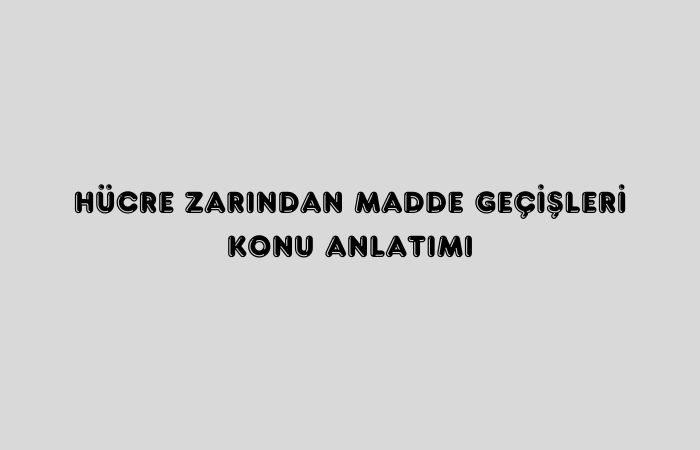 Hücre Zarından Madde Geçişleri Konu Anlatımı - ÜniversiteGO Hücre Zarından Madde Geçişleri Konu Anlatımı - ÜniversiteGO